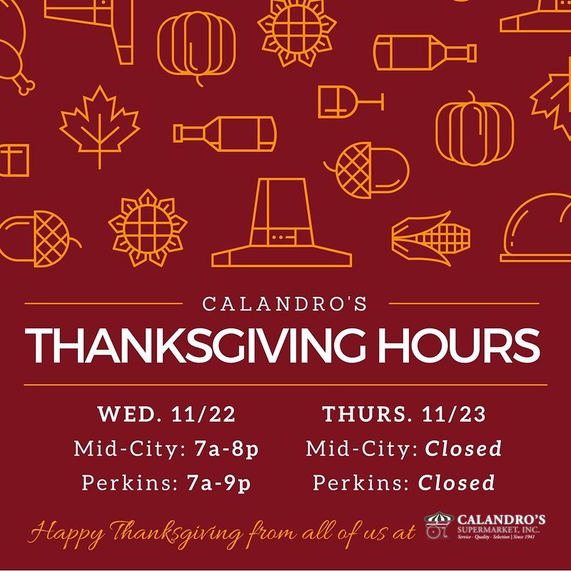 Almost forgot. Thanksgiving hours reminder: Both stores will be open ...